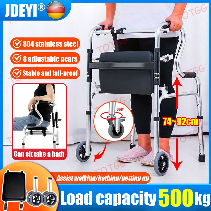 3IN1 Walker for elderly with wheels Adult walker Stainless steel walker ...