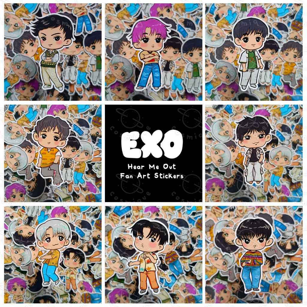 EXO Fan Art Sticker Pack / EXO Chibi Stickers / EXO KPOP Stickers / EXO ...