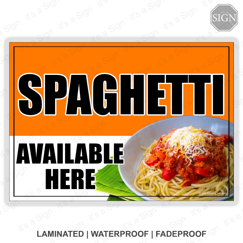 Spaghetti Available Here Sari Sari Store Sign - Laminated Signage ...