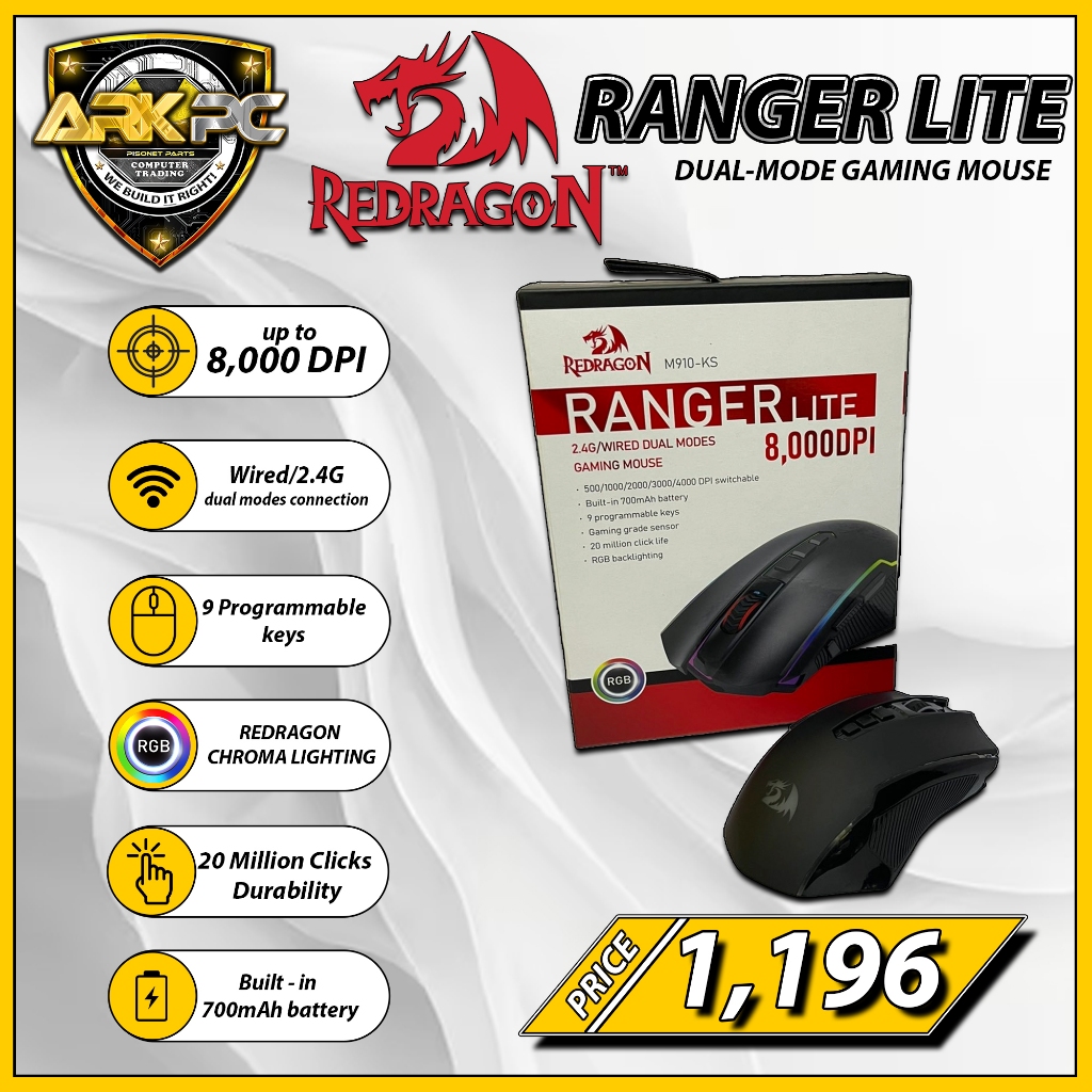 REDRAGON RANGER LITE M910-KS 2.4G WIRED DUAL MODES GAMING MOUSE ...