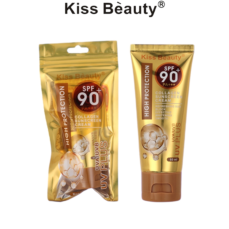 Kiss Beauty collagen Sunscreen Cream SPF 90+ Sunblock Lotion Refreshing Sun Block | Shopee ...