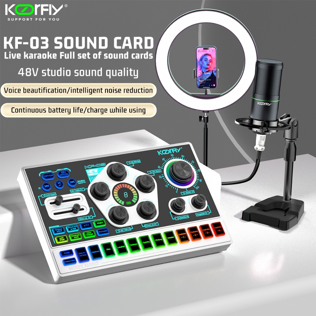 KOORFLY KF03 Professional Audio Mixer Live SoundCard Audio Interface ...