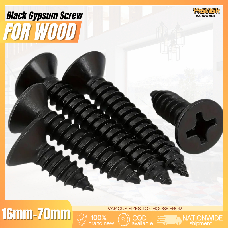100PCS Black Gypsum Screw for Wood and Metal 1 inch to 3 inches Self ...
