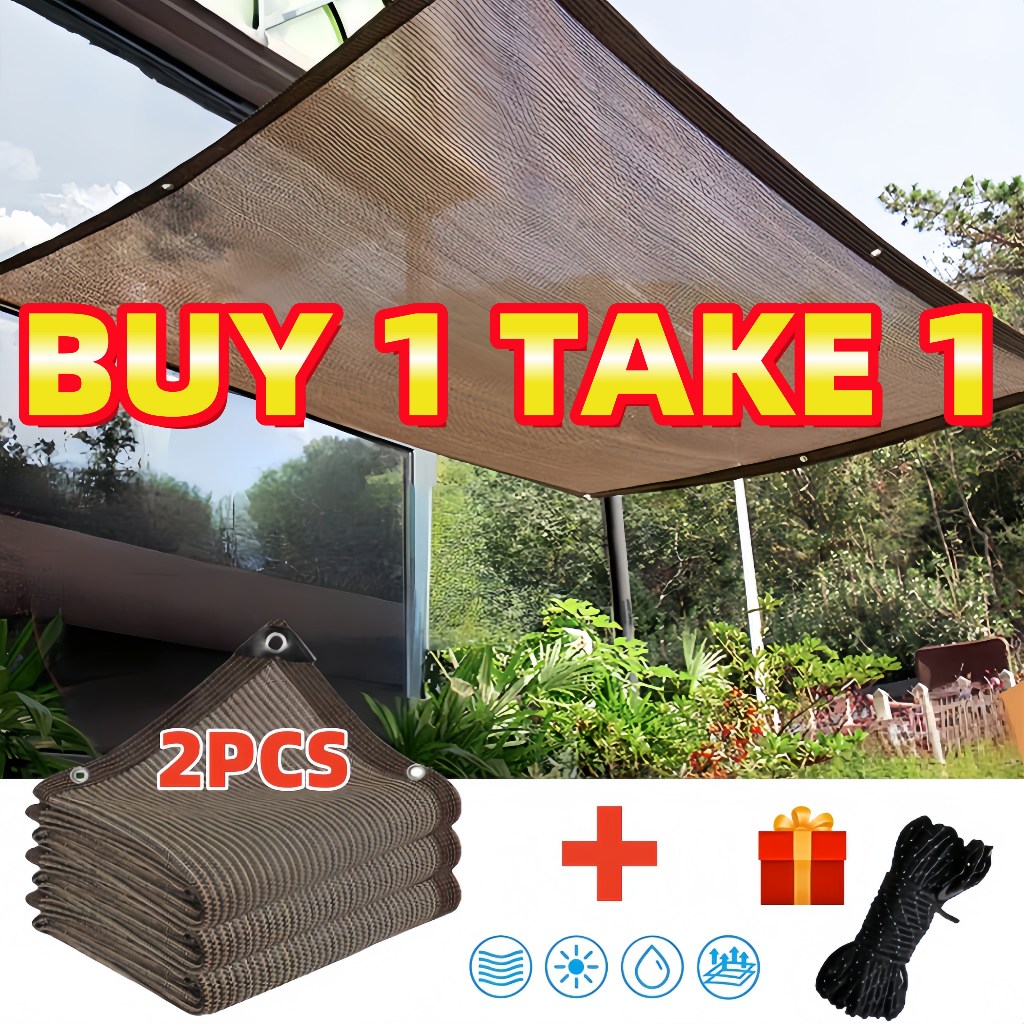 BUY 1 TAKE 1 Brown Sunshade Net Anti UV 97% Outdoor Garden Shade Cloth ...