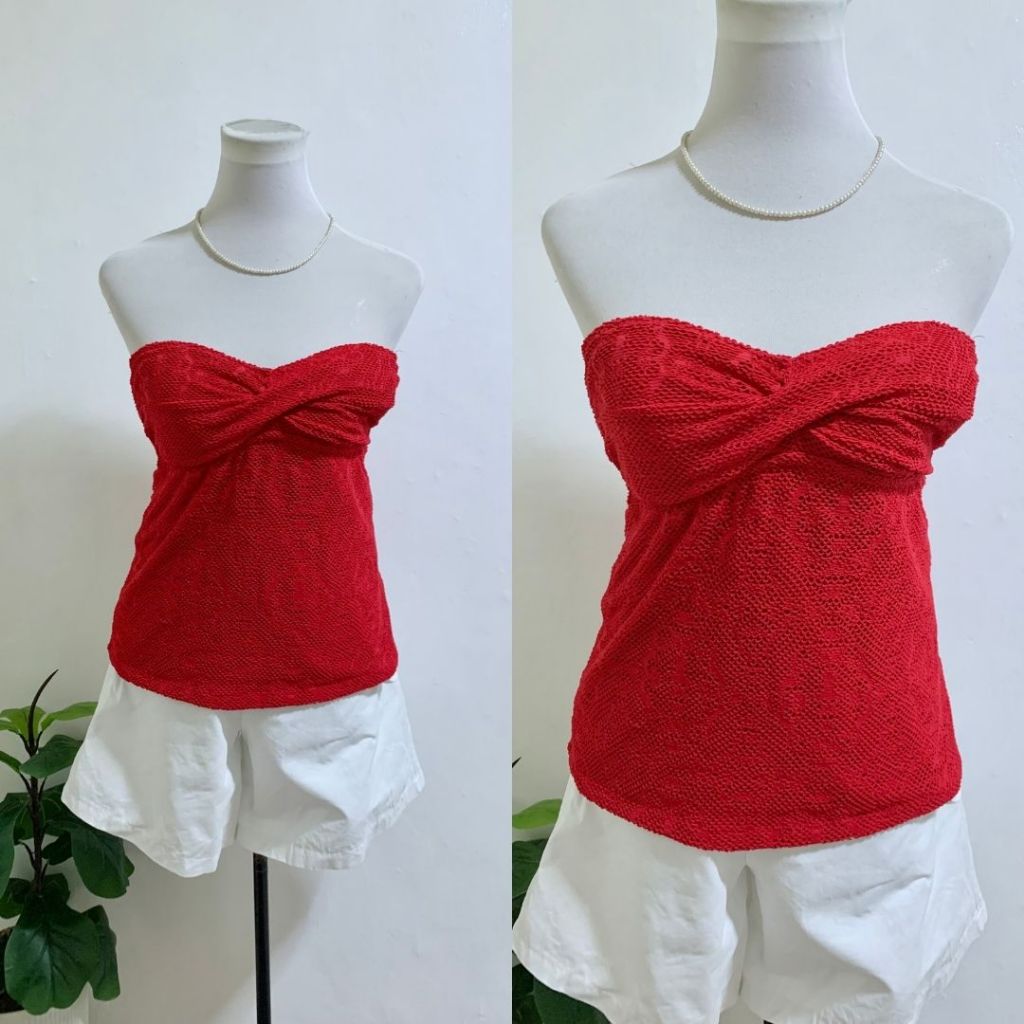 RED TUBE TOP (PRELOVED) | Shopee Philippines
