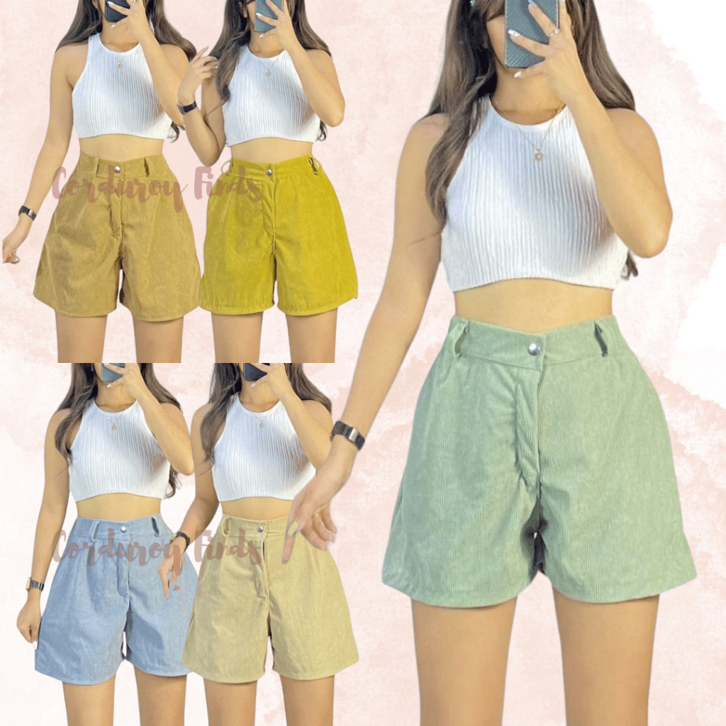 [CF] Corduroy Snap Button BF Shorts for Women / Kolduroy Snap Button ...