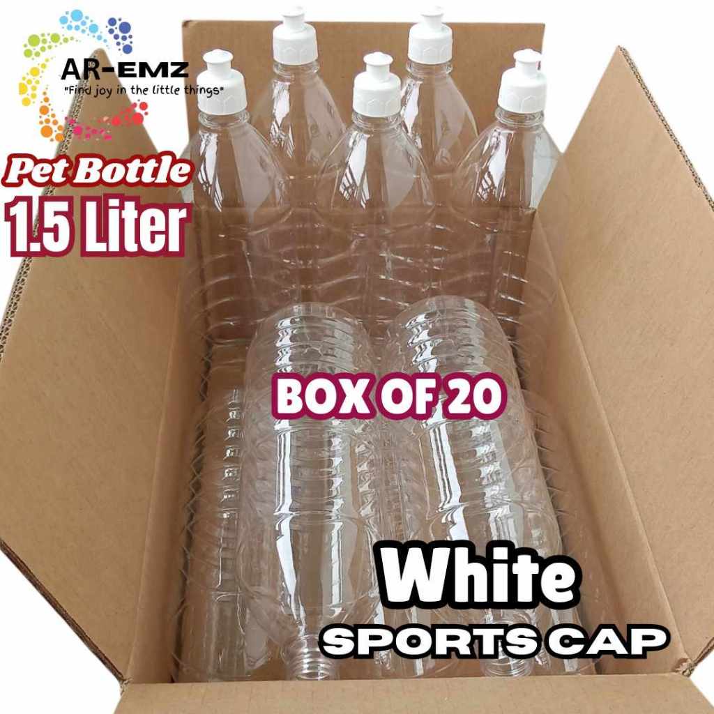 AR-EMz 20 PCS (1.5 Liter) Empty Clear Plastic Pet Bottles W/ White ...