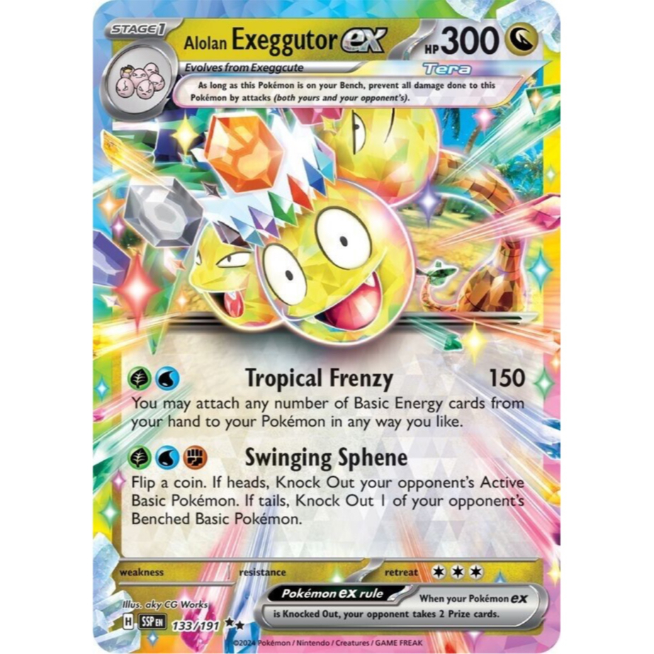 Pokemon TCG Alolan Exeggutor Ex 133/191 Surging Sparks Illustration ...