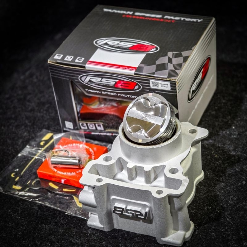 RS8 “58MM” Chrome Bore Block Kit, Forged Piston (Aerox/Nmax V1 V2 ...