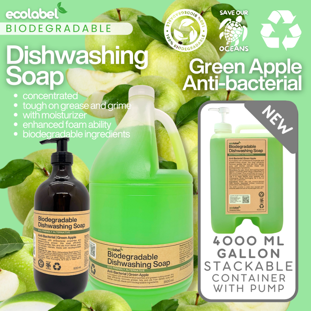 Eco-friendly Dishwashing Liquid Soap Green Apple Scent 100% ...