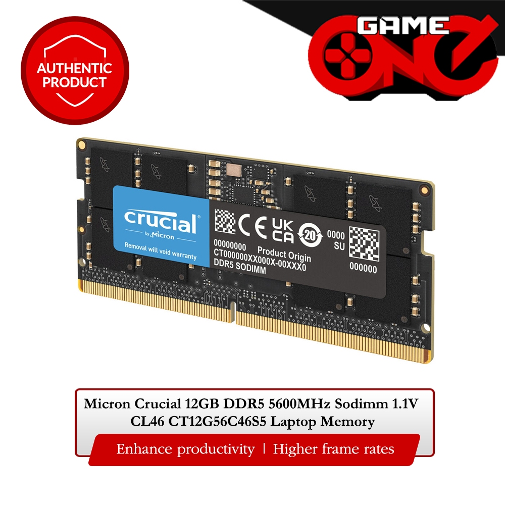 Micron Crucial 12GB DDR5 5600MHz Sodimm 1.1V CL46 CT12G56C46S5 Laptop ...