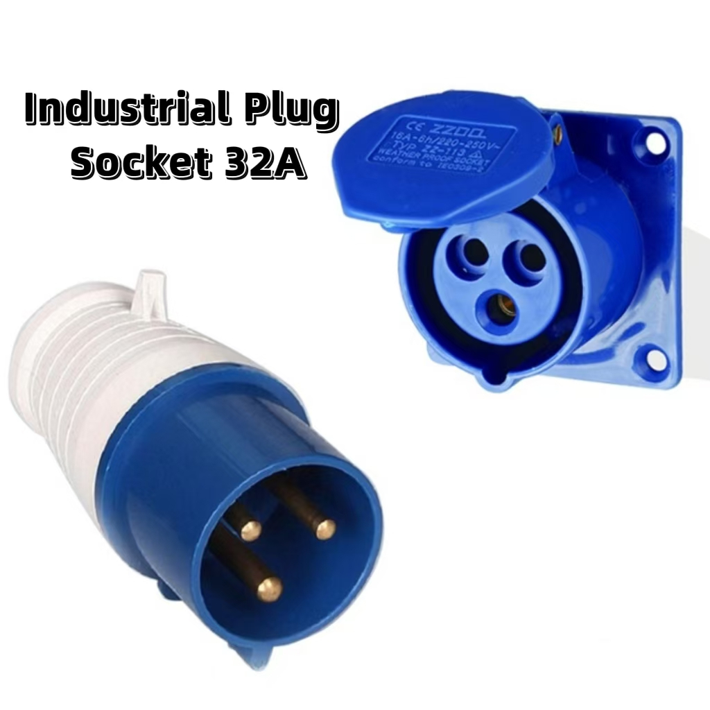 IP44 Industrial Plug Socket Male Female Waterproof Connector 32A 220V ...