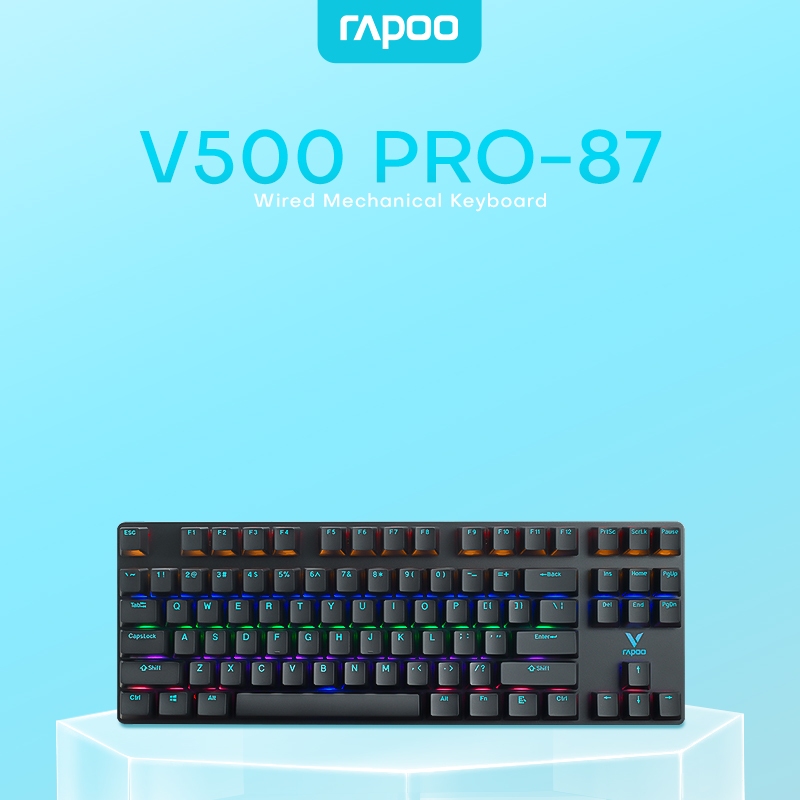 Rapoo V500PRO-87 [2023 VER.] Backlit Mechanical Gaming Wired keyboard Dust and Water Resistance ...