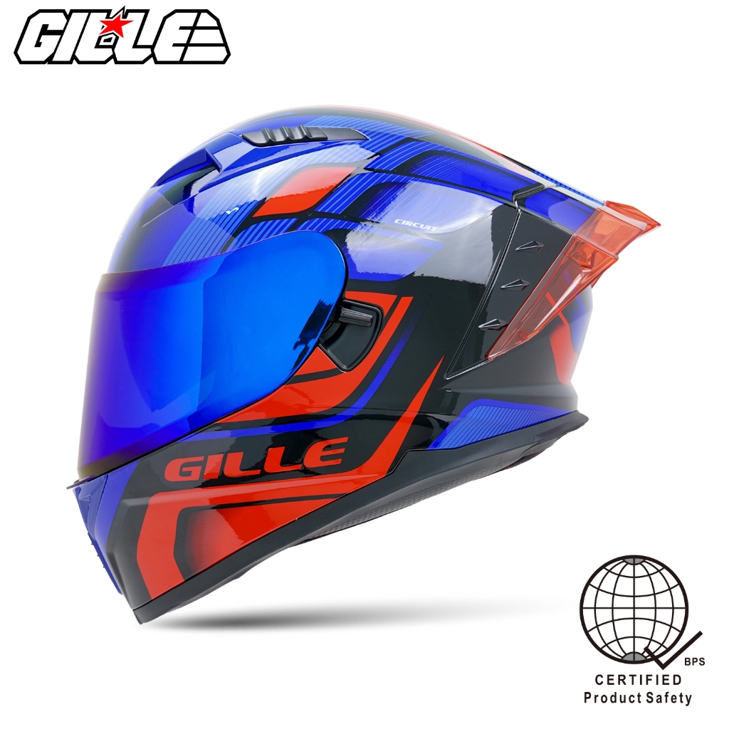 Gille FF012 Circuit Gauge Full Face Dual Visor Motorcycle Helmet ...