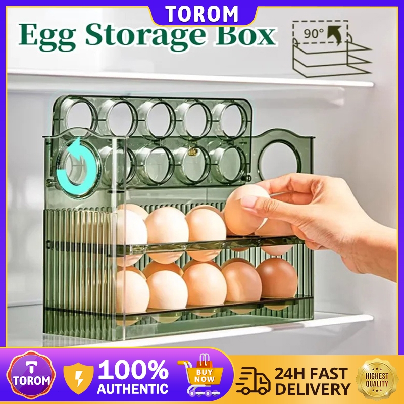 30 Grids Egg Tray 3 Layer Egg Storage Box Automatic Flip Transparent ...