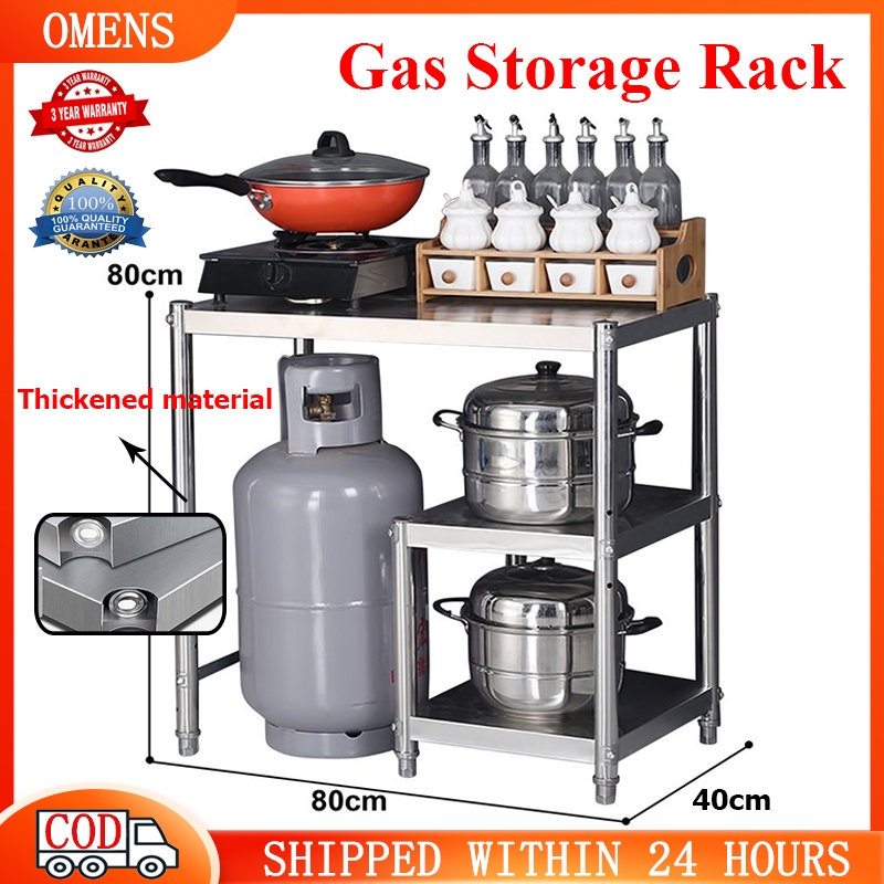 Gas Stove Stand Rack Kitchen 304 Stainless Steel Shelf Heavy Duty Gas ...