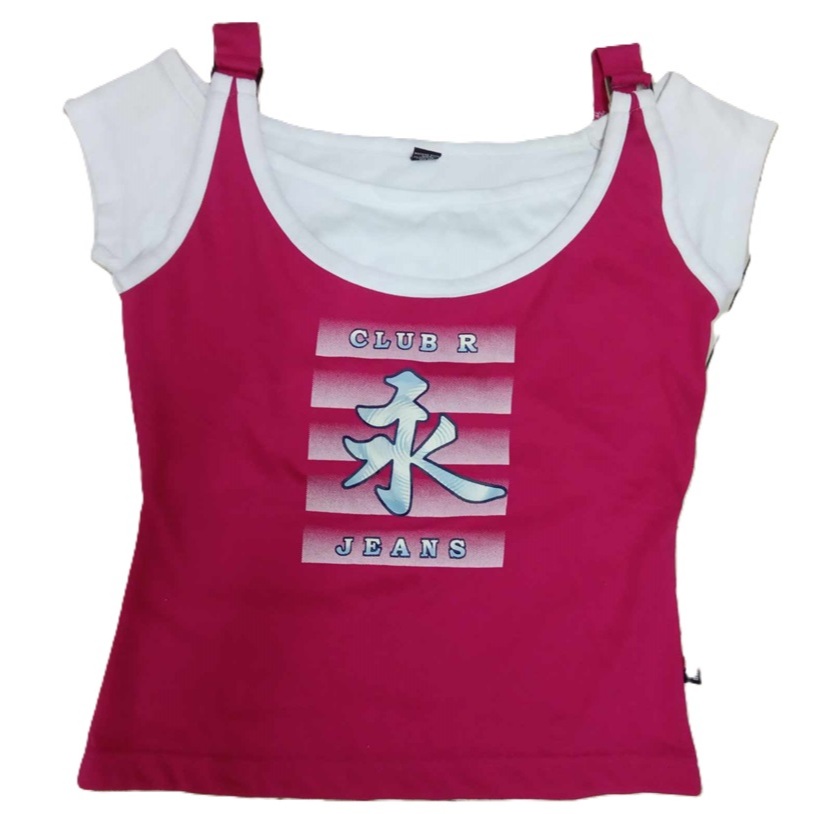 CLUB R #70057 LADIES BLOUSE WITH INNER SEMI CROPTOP COTTON FABRIC ...