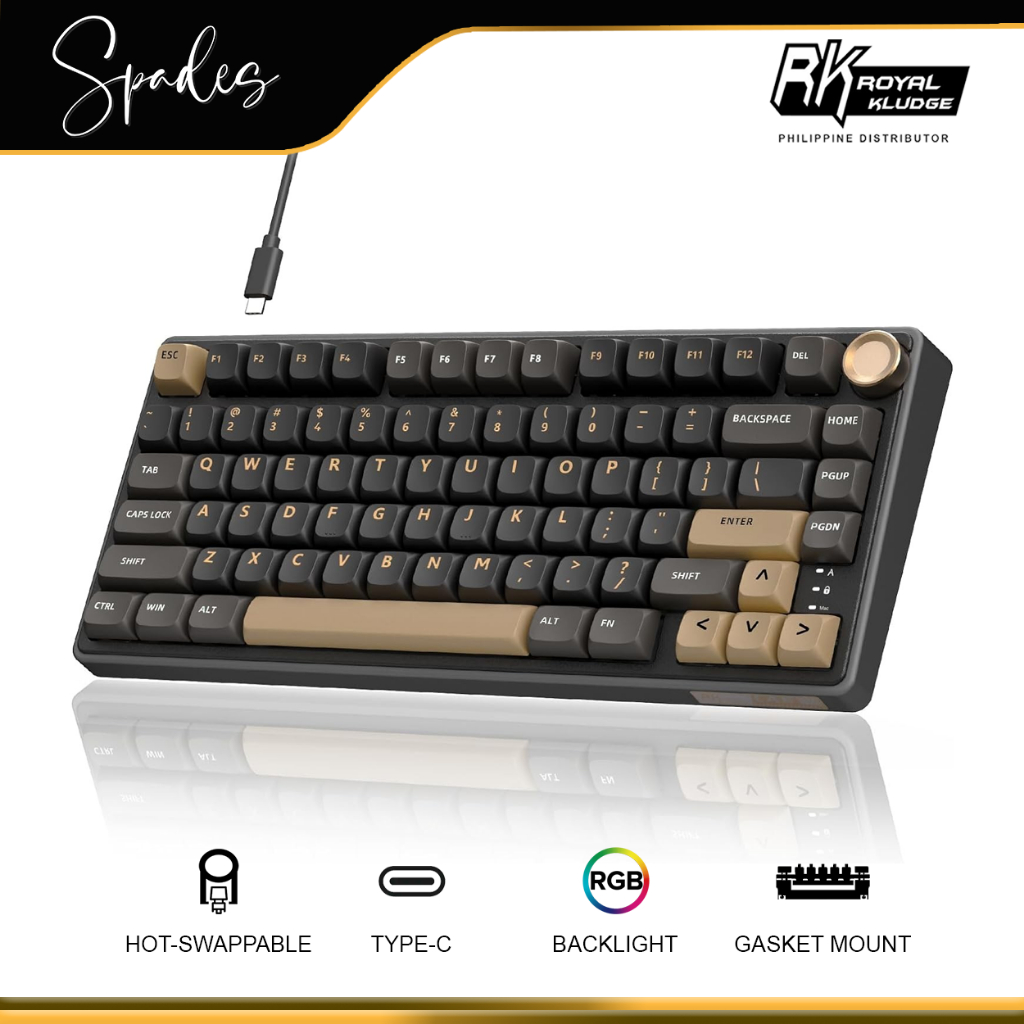 Royal Kludge RK R75 Mechanical Keyboard 75% TKL with Volume Knob Gasket ...