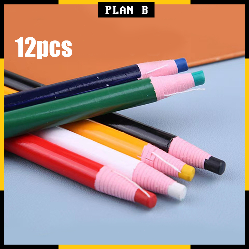 12pcs 6 Color Dermatograph Tailors Pencil Standard Tailoring Pencil NO ...