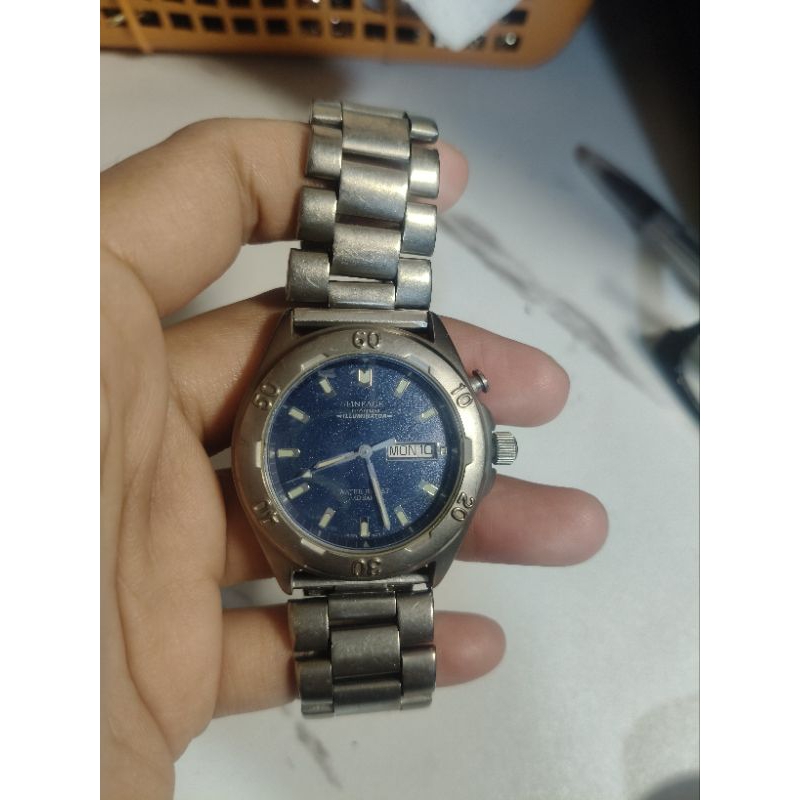 Casio Lineage Illuminator Blue Dial wth day date Titanium 10Bar Watch ...