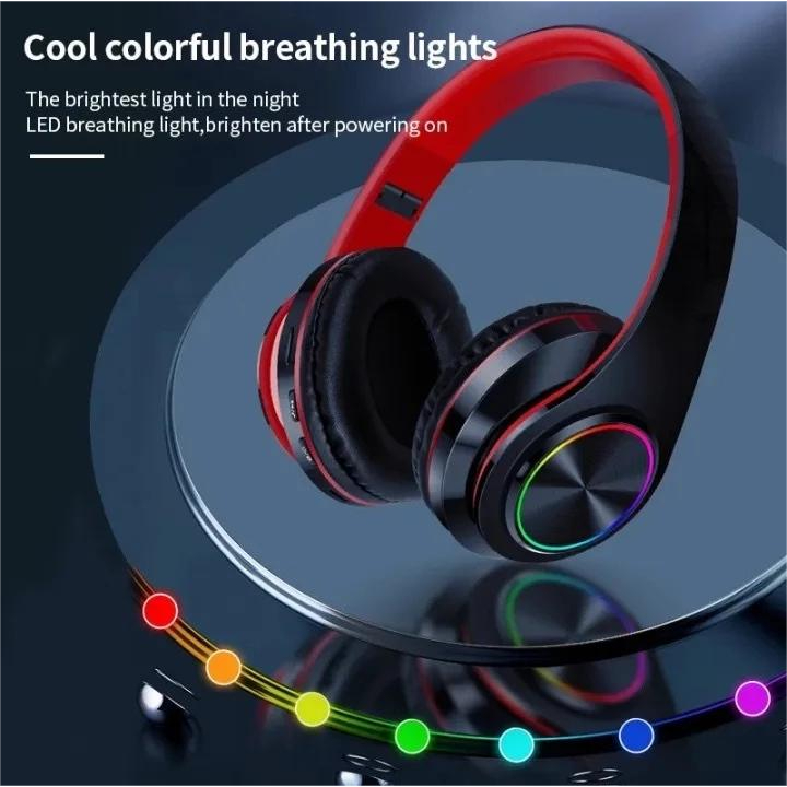 B39 LED RGB Light Wireless Foldable Earphone Bluetooth With Microphone HiFi Audio Stereo Multi ...