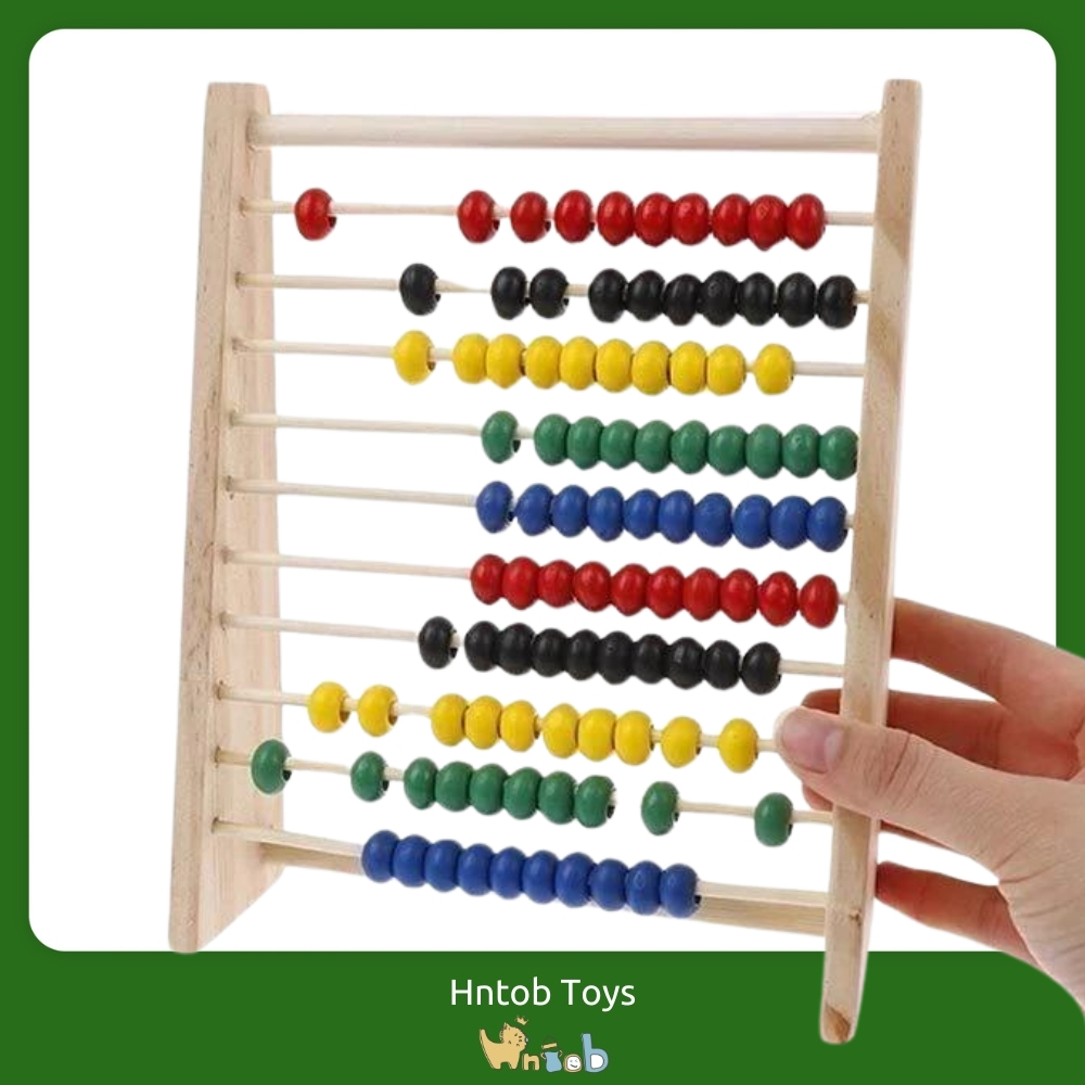 Hntob 12m Wooden 5 10 Row Abacus Beads Count Frame Teaching Aid Math