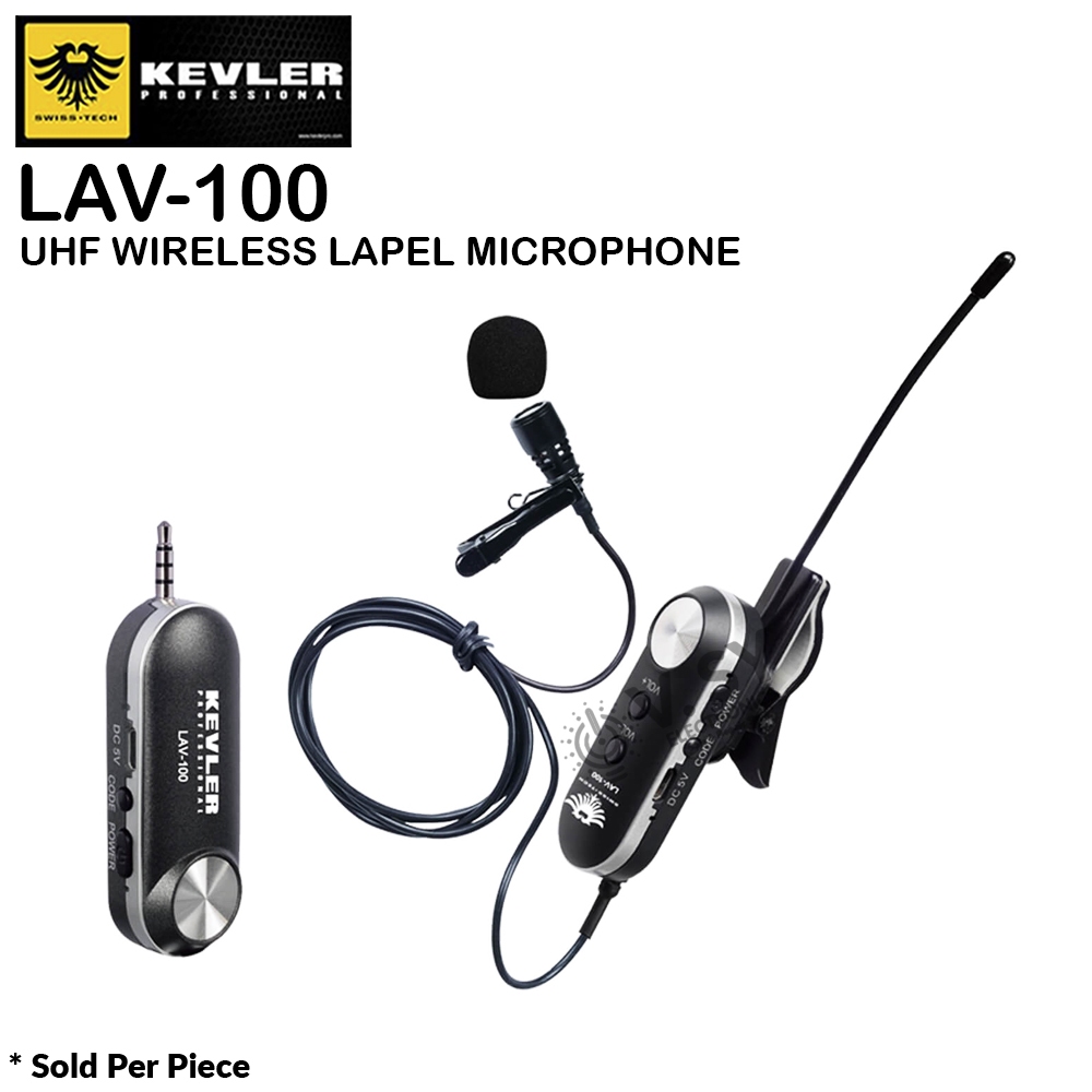Kevler Professional LAV-100 UHF Lavalier/Lapel Wireless Microphone ...