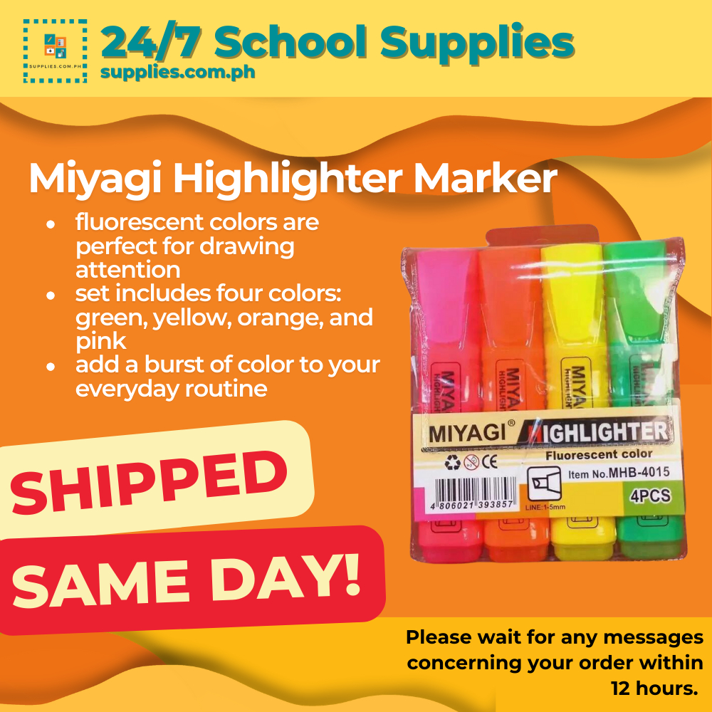 Miyagi Highlighter Marker Fluorescent Color Mhb-4015 4 Colors Set ...