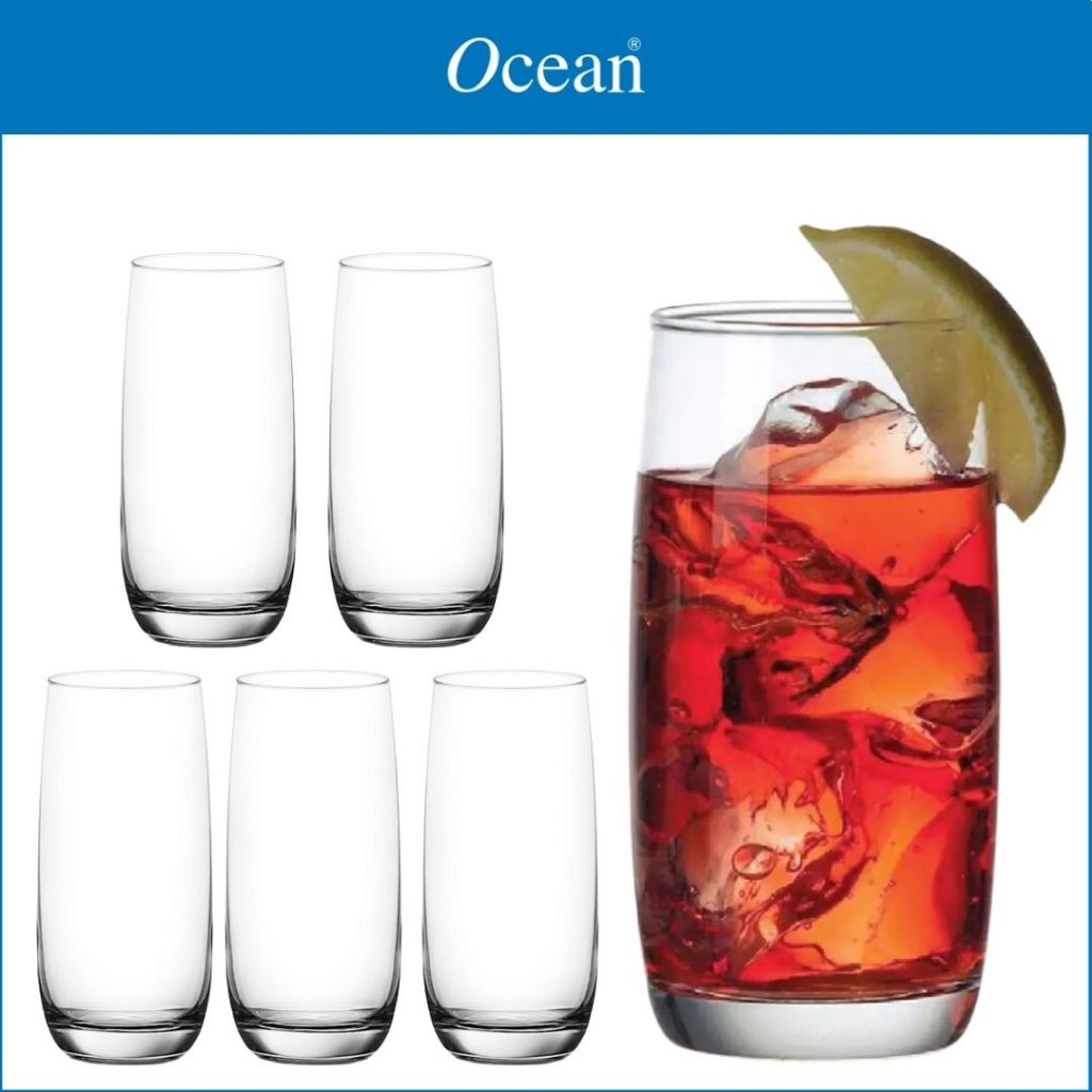 Ocean Glassware Ivory Long Drink Tumbler Drinking Glass 460ml / 16 1/4oz Set of 6 | Shopee ...