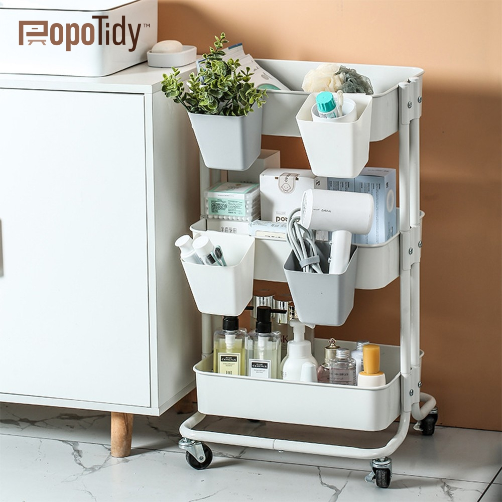 1pc Dailyhome Hanging Cup Holder Trolley Storage Basket Utility Cart ...