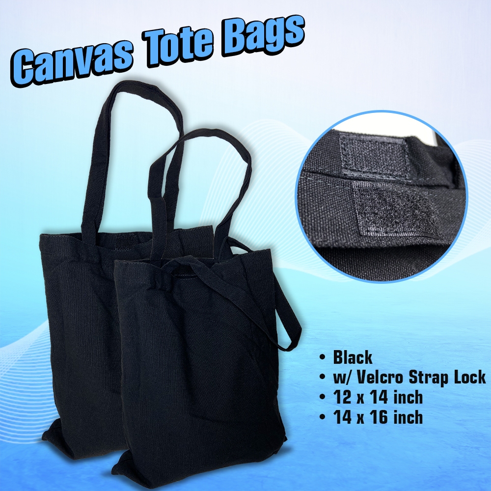 Black Multi Purpose Canvas Tote Bag Flat Plain Design Katcha Bag ...