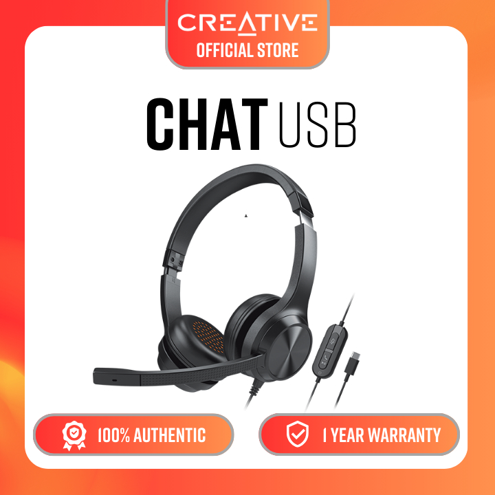 Creative Chat USB On-Ear Headset with Swivel-to-Mute Noise-Cancelling ...