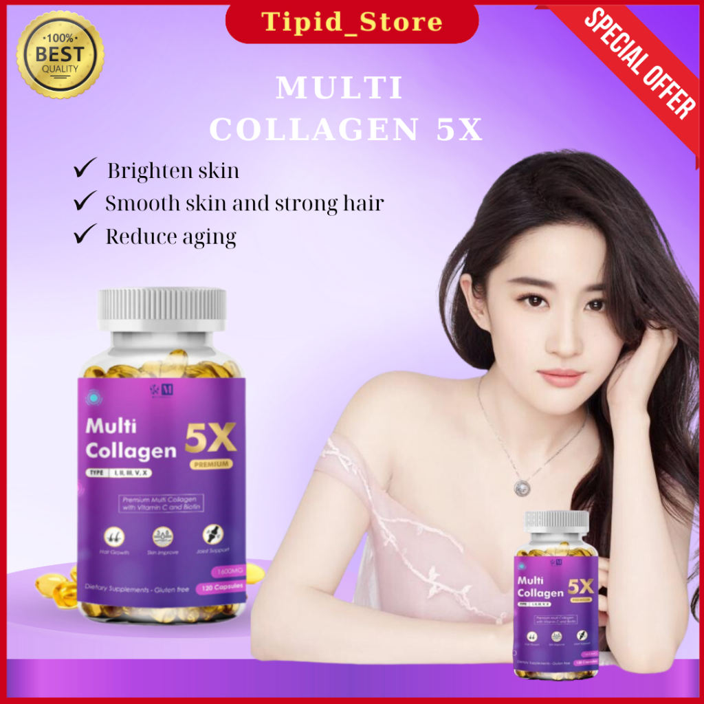MULTI COLLAGEN 5X PREMIUM Regain Bright White Skin, Fight Aging, Look 5 ...
