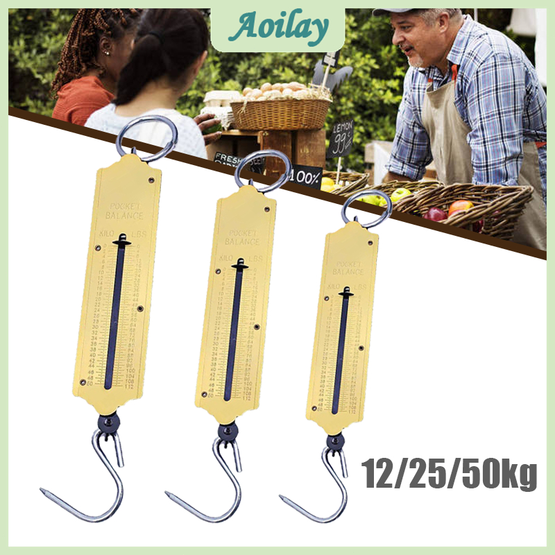 12kg 25kg 50kg Metal Spring Scale Pocket Hanging Scale Portable ...