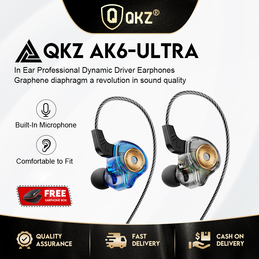 QKZ AK6 Ultra In Ear Earphone 6 Dynamic Driver Unit Headphone With Mic ...