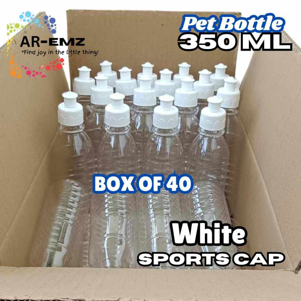 Ar-Emz 40 PCS ( 350 ml ) Empty Clear Plastic Pet Bottles W/ White ...
