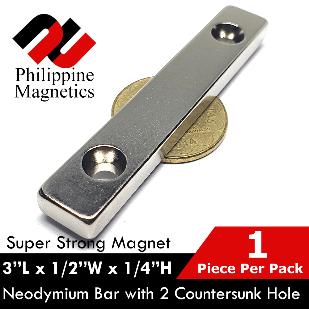 Countersunk Hole Magnet 40mm L x 25mm W x 4mm Th 2X (OD8mmxID4mm) & 3 ...