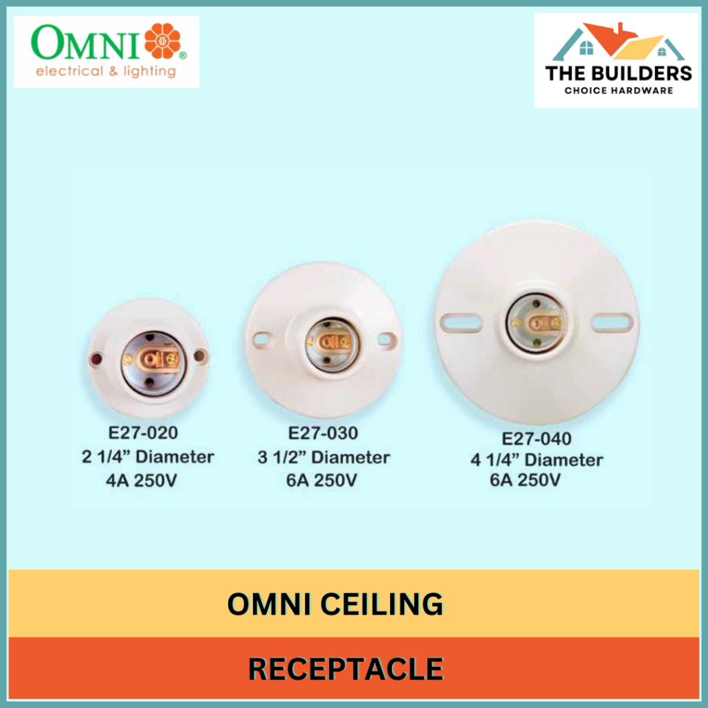 OMNI CEILING RECEPTACLE E27-020, E27-030, E27-040 WHITE/IVORY | Shopee ...