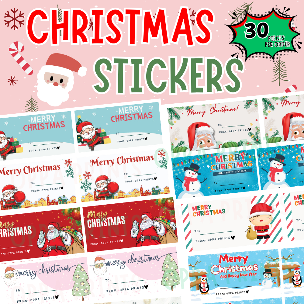 Christmas Sticker Labels for gift loot bag and packaging 30 pcs | Oppa ...