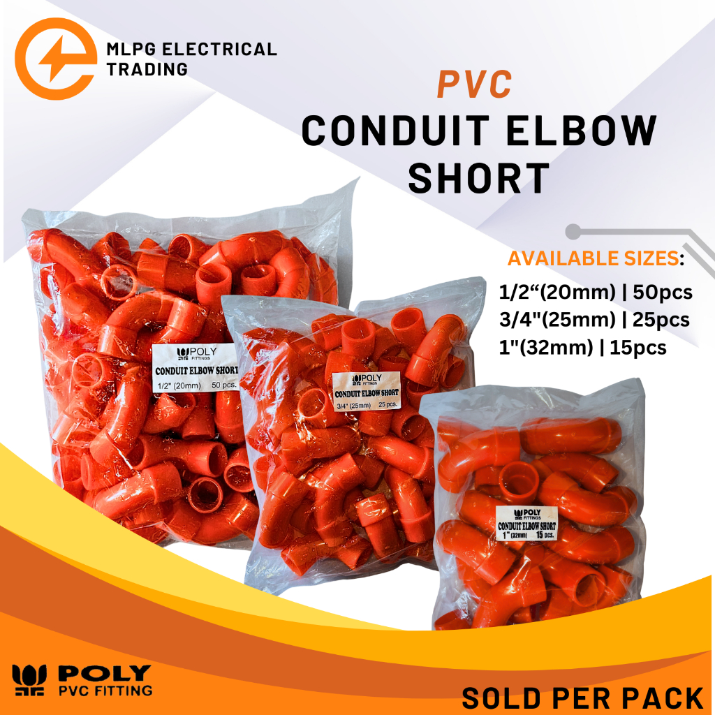 (PER PACK) Poly Fittings Conduit Short Elbow (1/2", 3/4", 1") | Shopee ...