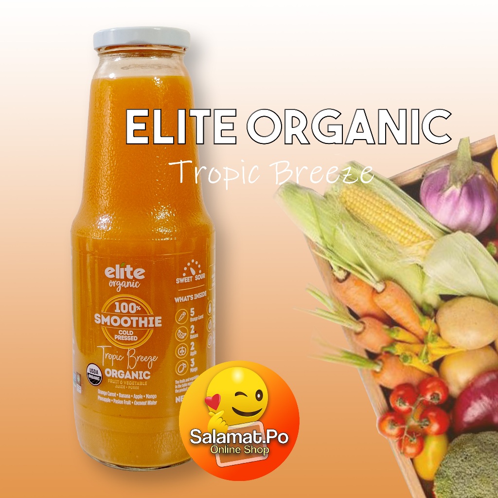 Elite Organic 100% Smoothie Cold Pressed Tropic Breeze 1000ml | Shopee ...