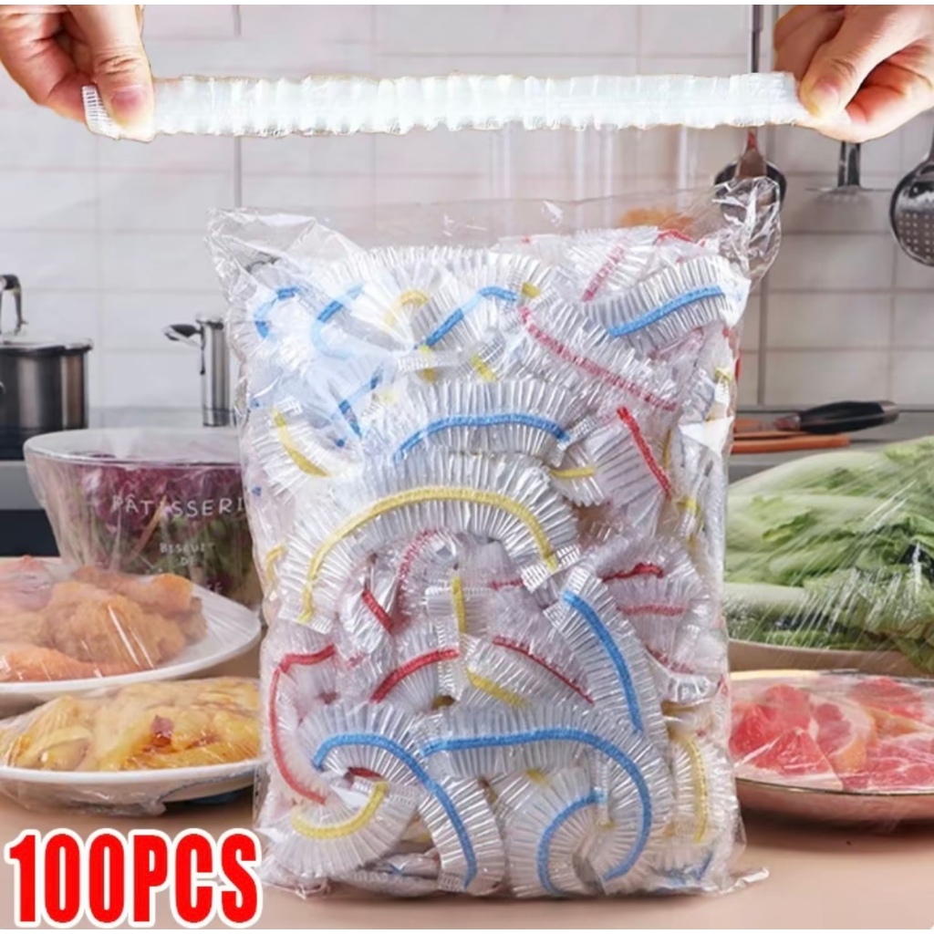 100pcs Reusable Plastic Bowl Covers Food Covers Elastic Stretch Bowl ...
