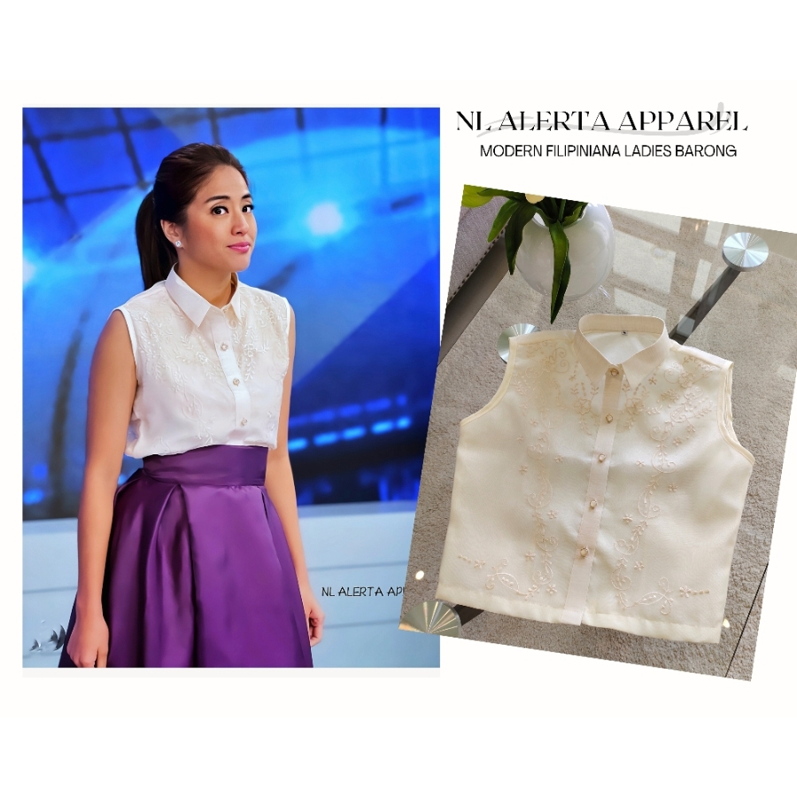 MODERN FILIPINIANA BARONG CROP TOP FOR WOMEN (SLEEVELESS) | Shopee ...