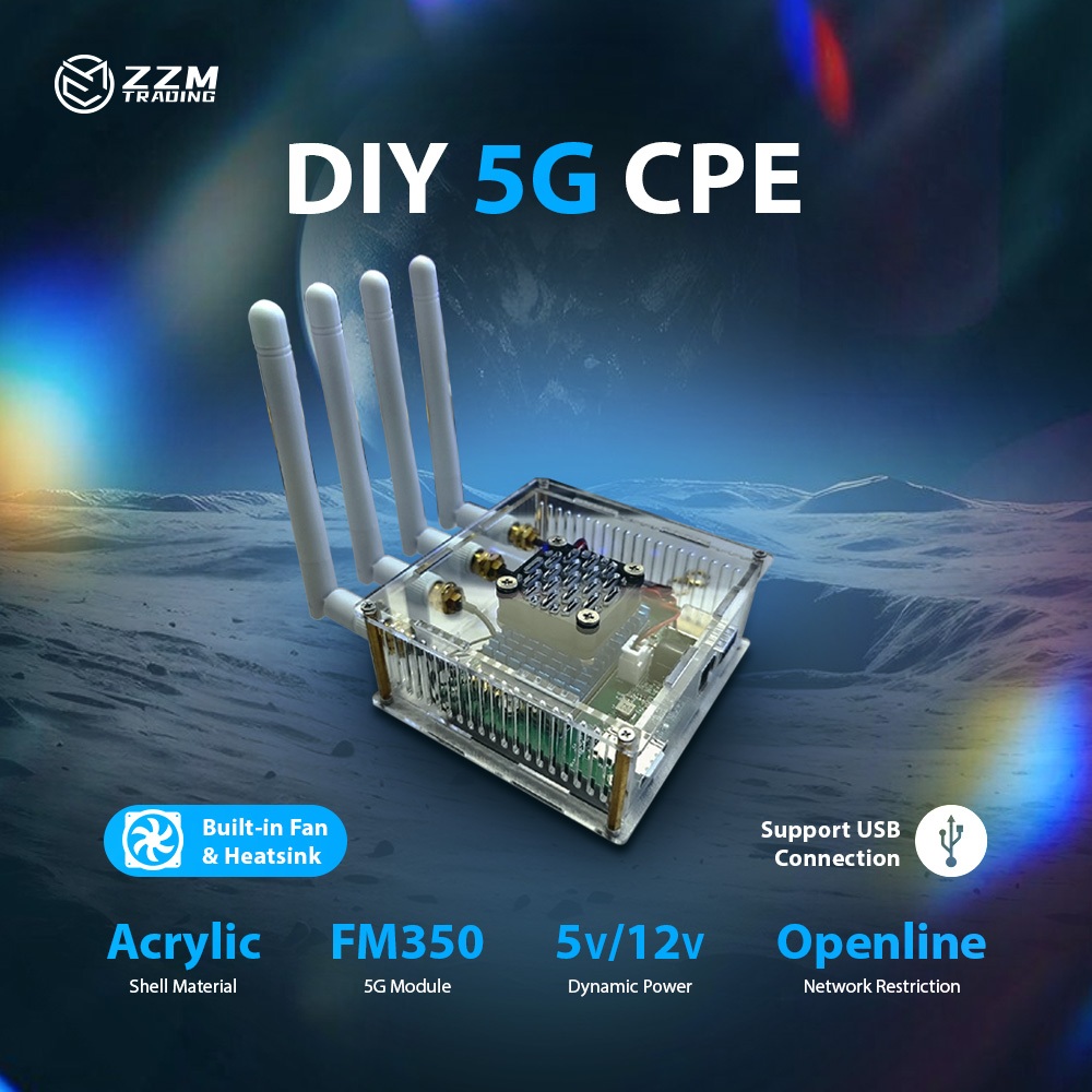 DIY 5G CPE FM350 WiFi Openline with Built-in Fan and Heat sink Support USB Connection 5V/12V ZZM ...
