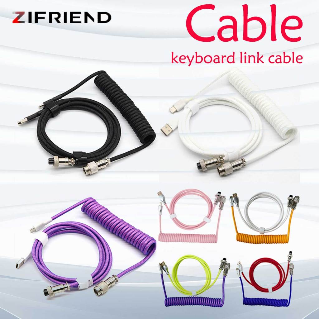 ZIFRIEND Coiled Cable for Mechanical Keyboard Aviation Connector Type-C ...