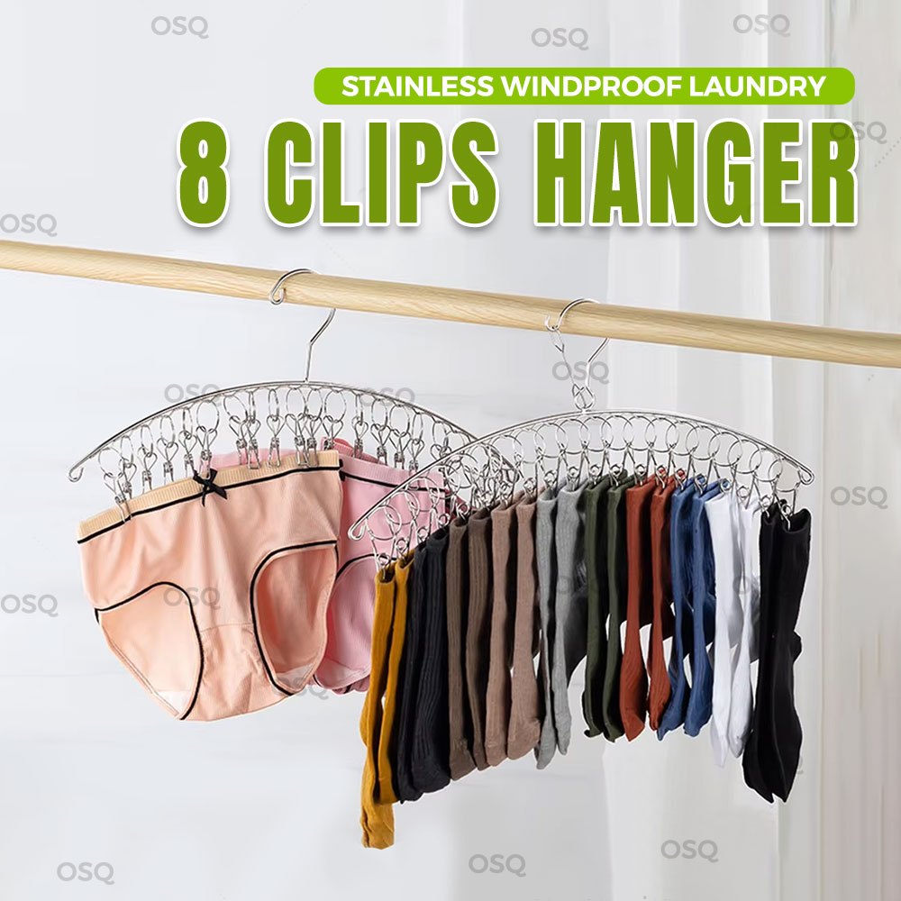 OSQ 8/10/20 Clips Stainless Steel Windproof Laundry Drying Clothesline ...