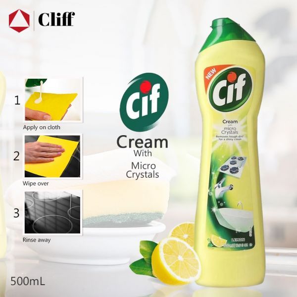 Cif Cream with natural micro crystals Lemon Multi-surface cleaner 500ml ...