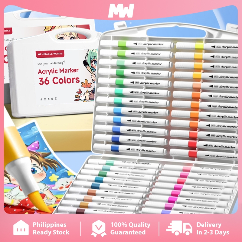 MW 24/36/48/60/80 Colors Brush Tip Acrylic Markers Paint Pens Touch ...