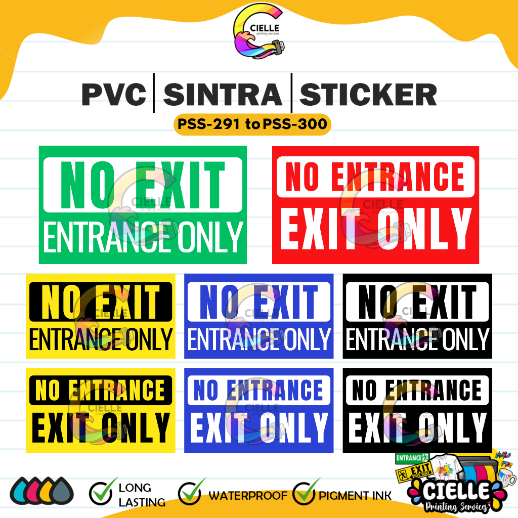 PVC │ SINTRA │ STICKER SIGNAGES (PSS-291 to PSS-300) - NO ENTRACE ...