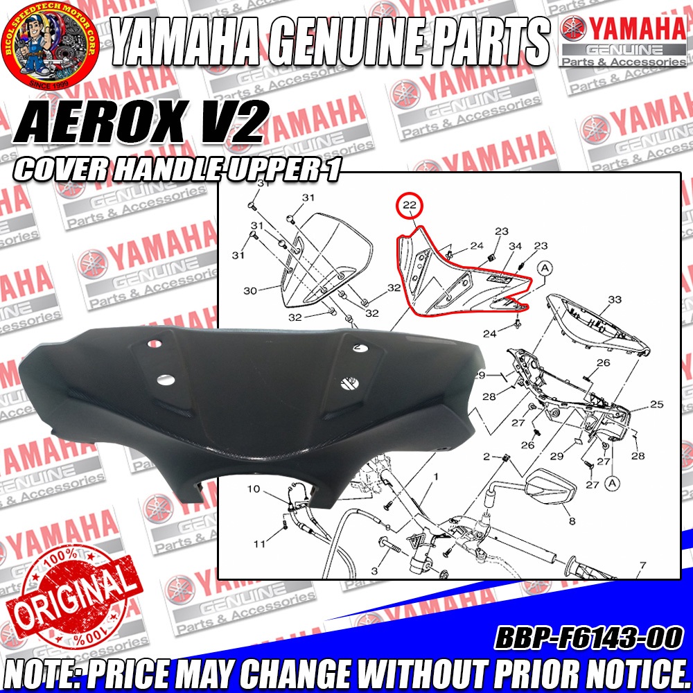 YAMAHA GENUINE AEROX V2 COVER HANDLE UPPER 1 (YGP) (GENUINE: BBP-F6143 ...